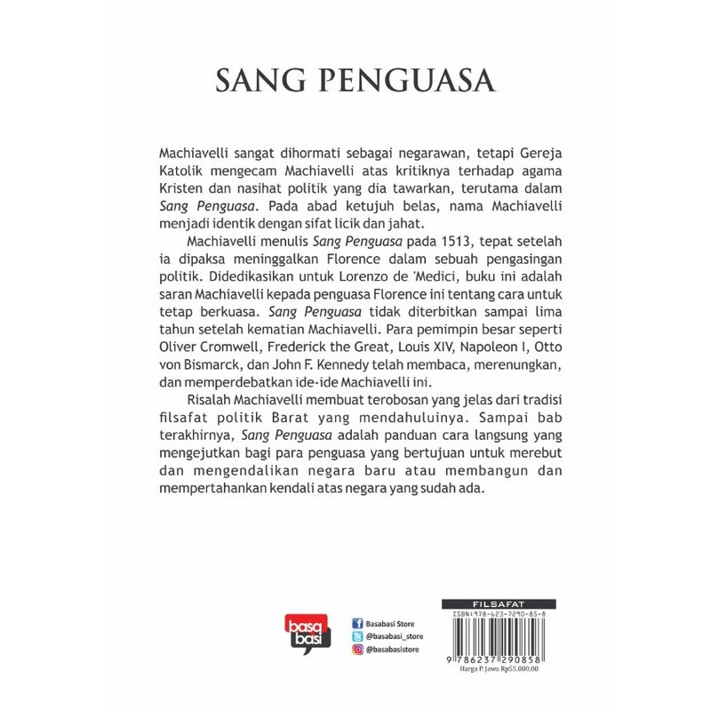 Jual Buku Sang Penguasa - Machiavelli - Basabasi | Shopee Indonesia