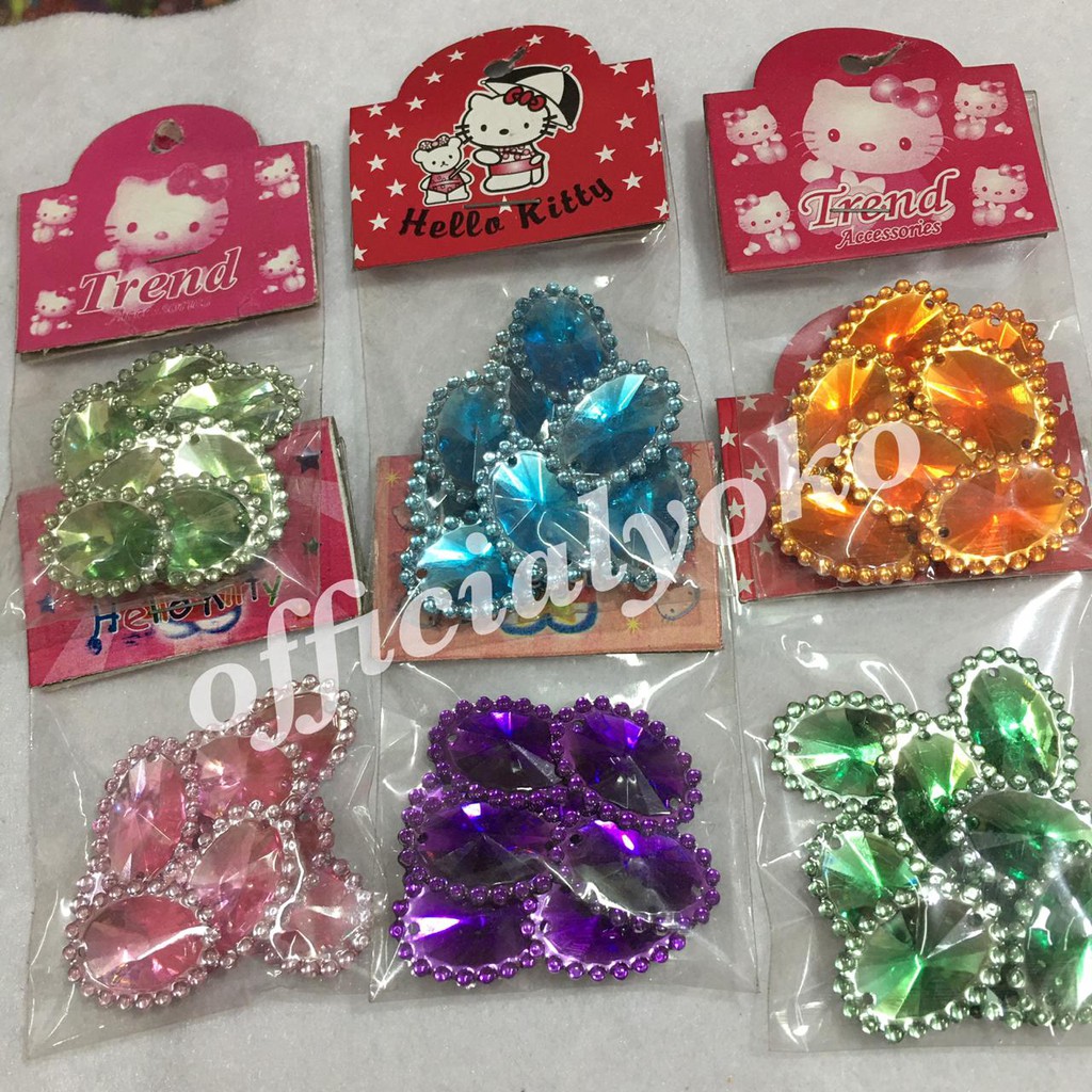 Jual Manik / Permata / Resin Bentuk Oval / Gerigi Untuk Baju (Ukuran ...