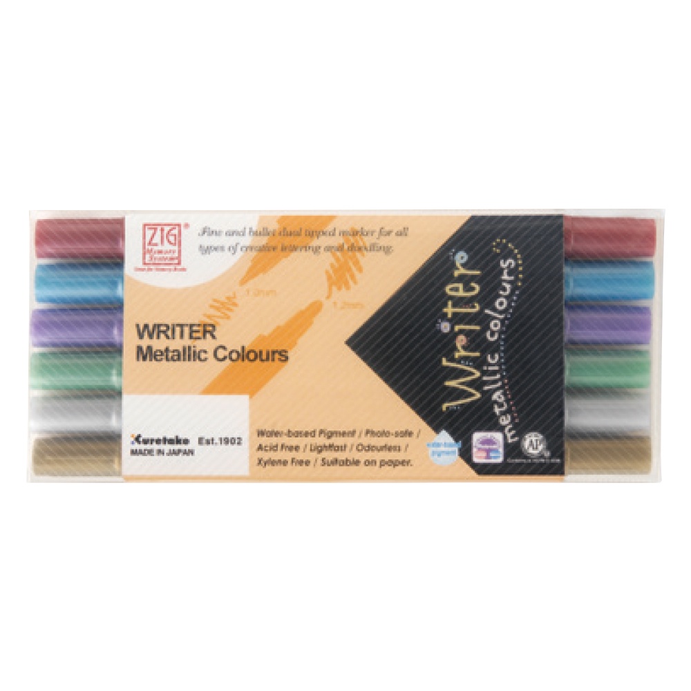 Jual ZIG MARKER WRITER METALLIC Set 6 Colours (MS-8000/6V) | Shopee ...