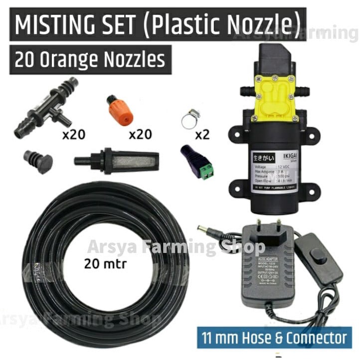 Jual Paket Misting / Micro Sprayer 20 Nozzle Orange Plastik Plus Pompa ...