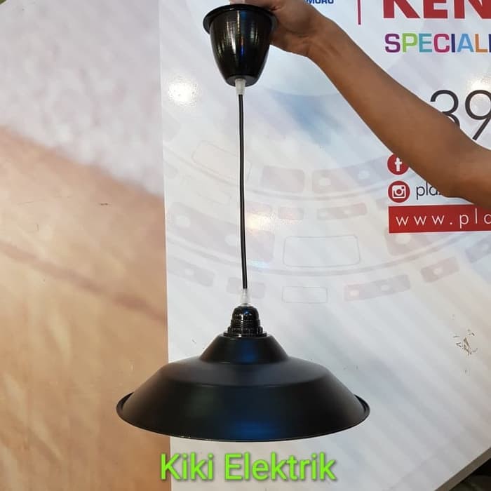 Jual Kap Lampu Gantung WD Hitam Diameter 30 cm + Fitting E27 KOMPLIT | Shopee Indonesia