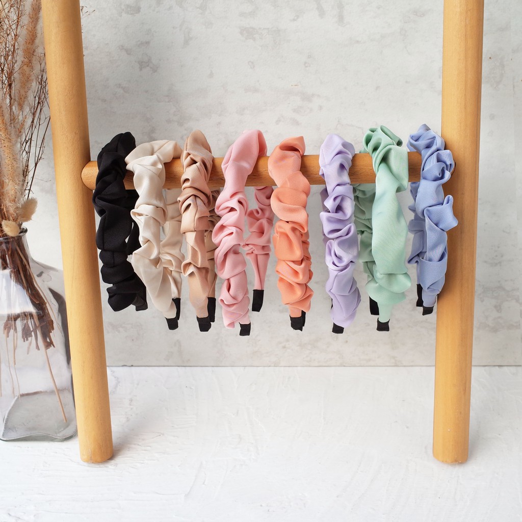 Jual SATEEN SCRUNCHIE HEADBAND / BANDO RUFFLE - 1683 | Shopee Indonesia
