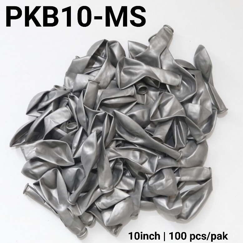 Jual PKB10-MS Balon latex 10 inch 1 pak isi 100 metalik tebal silver ...
