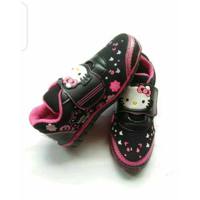 Jual Sepatu sekolah anak cewek perempuan hitam pink kitty | Shopee ...