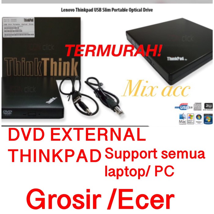 Jual Lenovo Thinkpad USB Slim Optical Drive - DVD-RW external | Shopee ...