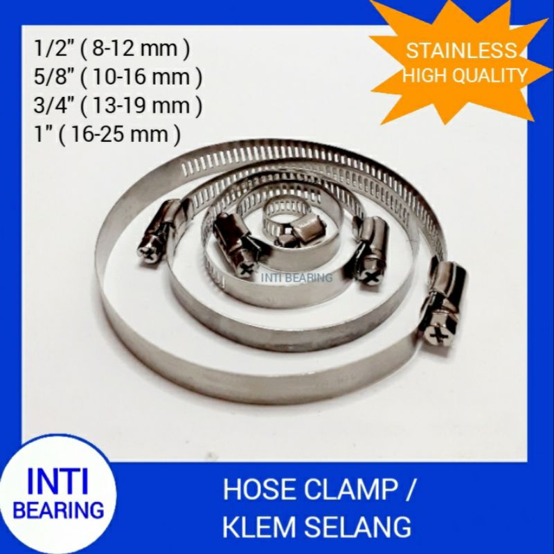 Jual Klem Selang Stainless Hose Clamp Gas Air Bensin Lpg 1 2 5 8 3