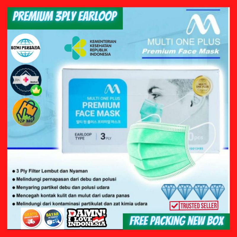 Jual Multi One Plus 3ply Masker Medis Surgical Mask Kemenkes isi 50pcs ...