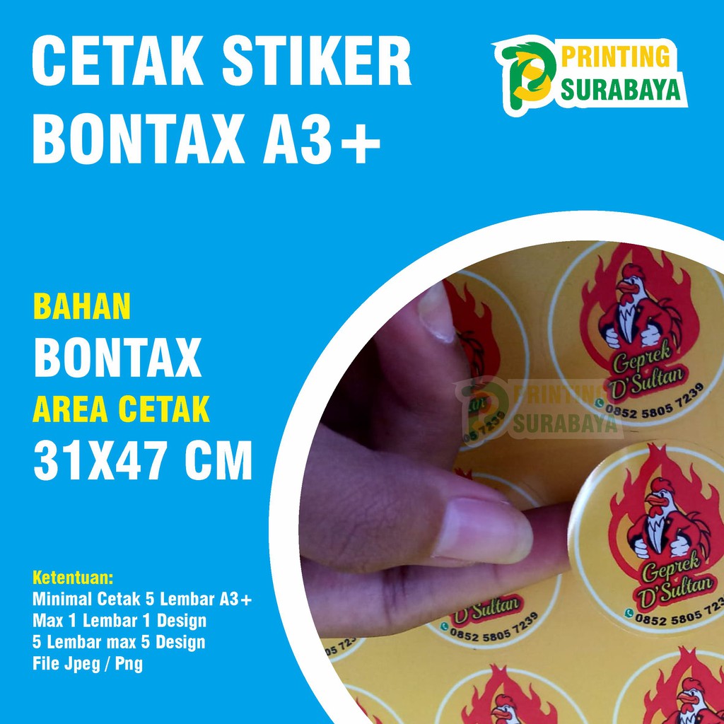 Jual CETAK STIKER BONTAX A3+ MURAH STIKER LABEL KEMASAN | Shopee Indonesia