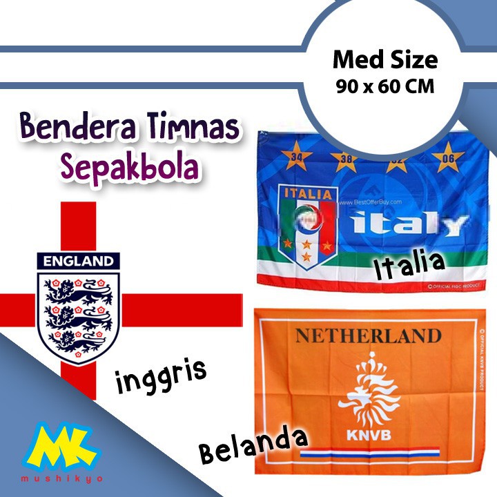 Jual Bendera Sepak Bola England Italia Belanda ukuran Sedang | Shopee ...