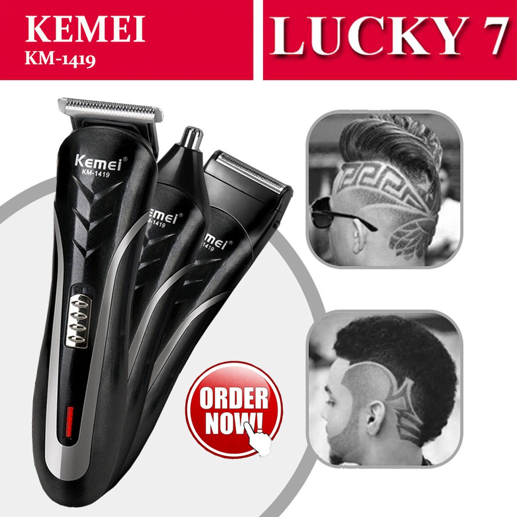 Jual ( COD ) Kemei KM 1419 / KM 1407 3in1 Hair Clipper Rechargeable Alat Cukur Rambut Kumis ...