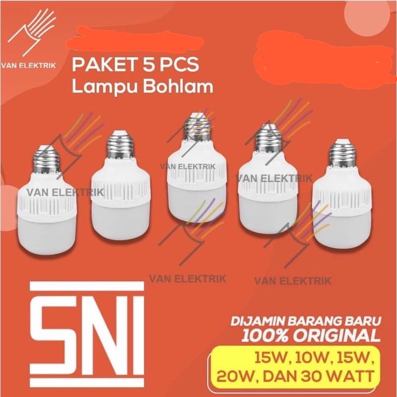 Jual PAKET 5 PCS Lampu Bohlam LED KANTO 5WATT - 50WATT | Shopee Indonesia