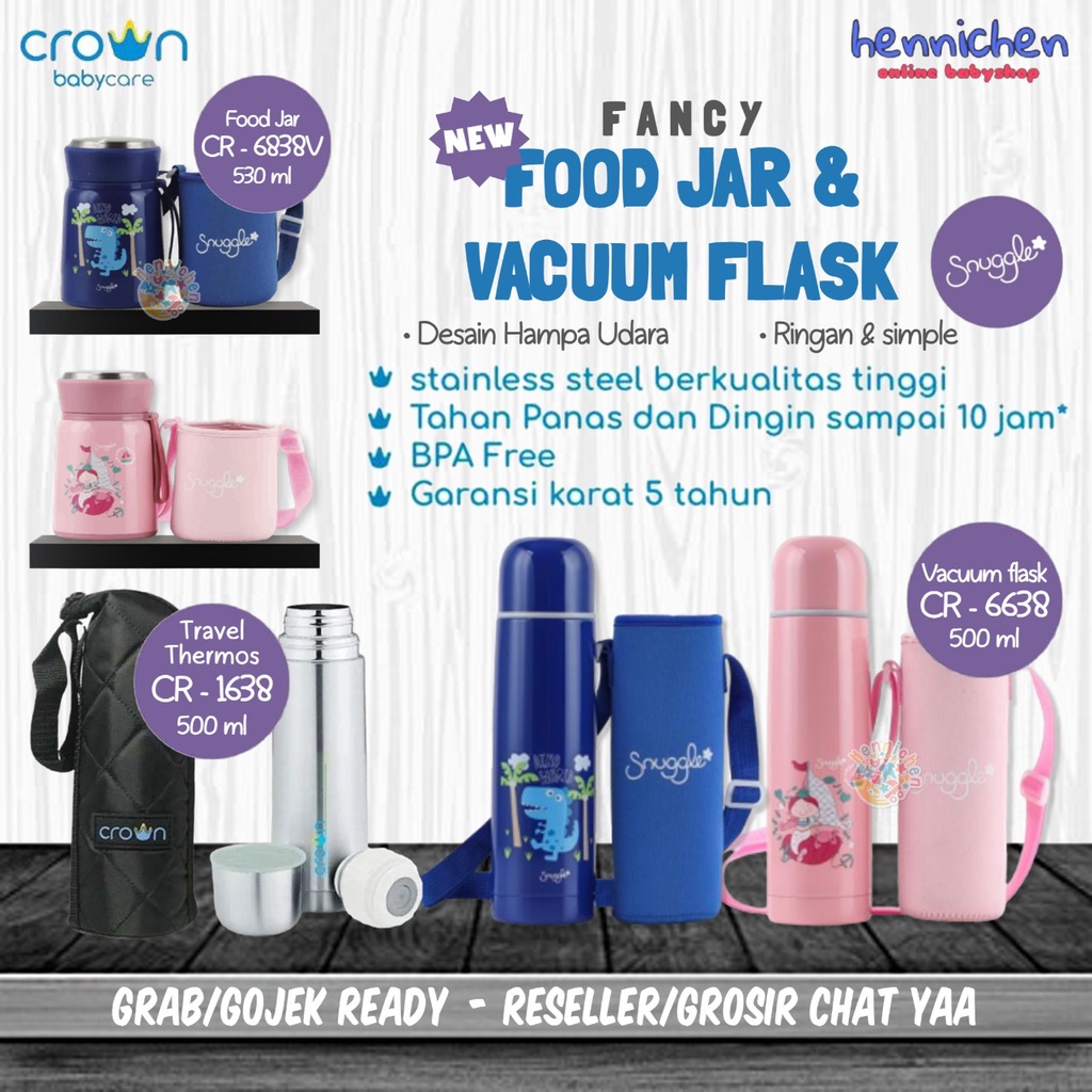 Jual Crown Easy Travel Thermos Vakum 500 ml CR1638 Fancy Food Jar 530 ...