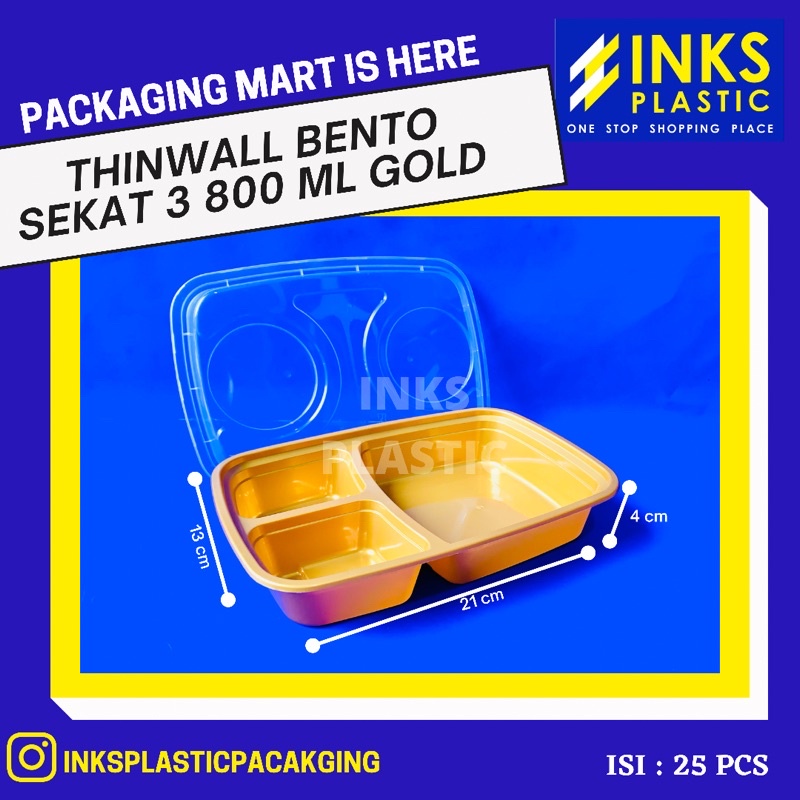 Jual THINWALL BENTO SEKAT 3 800 ML (25 PCS) | Shopee Indonesia