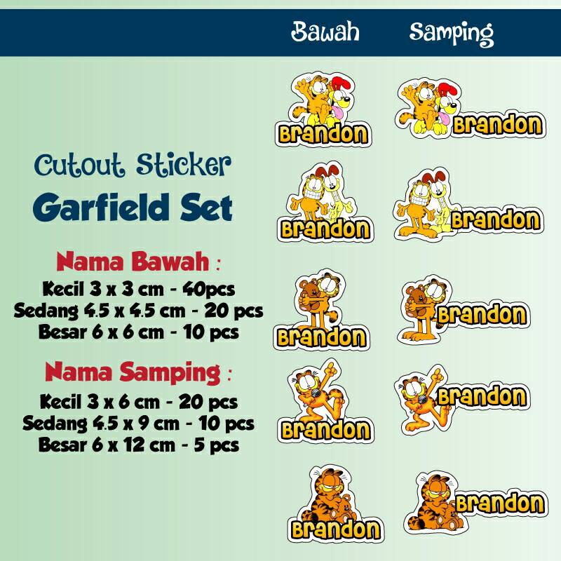 Jual Stiker Label Nama Waterproof Cutout Garfield (Set) | Shopee Indonesia