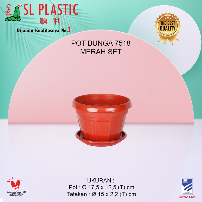 Jual Pot Bunga / Pot Tanaman Warna Hijau Merah tipe 7518 SET SL PLASTIC ...