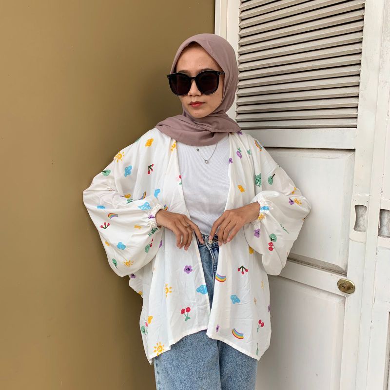 Jual Outer Kiyowo Cardigan Rayon Motif Lucu ( NEW ) | Shopee Indonesia