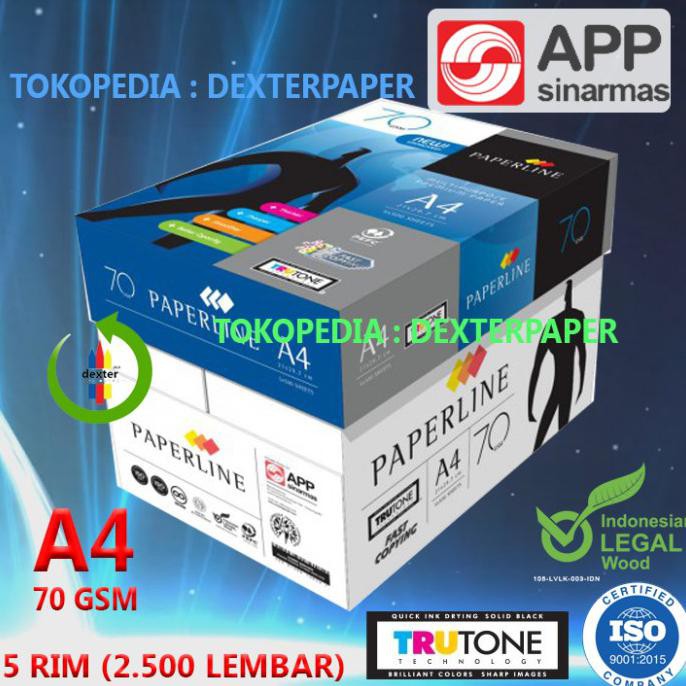 Jual 5 RIM KERTAS HVS A4 70GR PAPERLINE KERTAS PRINT DAN COPY PAPER ...