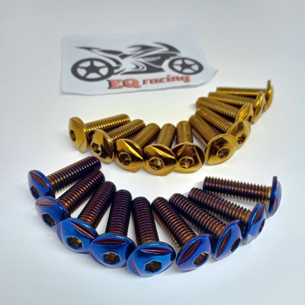 Jual Baut disc piringan cakram model probolt segitiga gold biru stainless | Shopee Indonesia