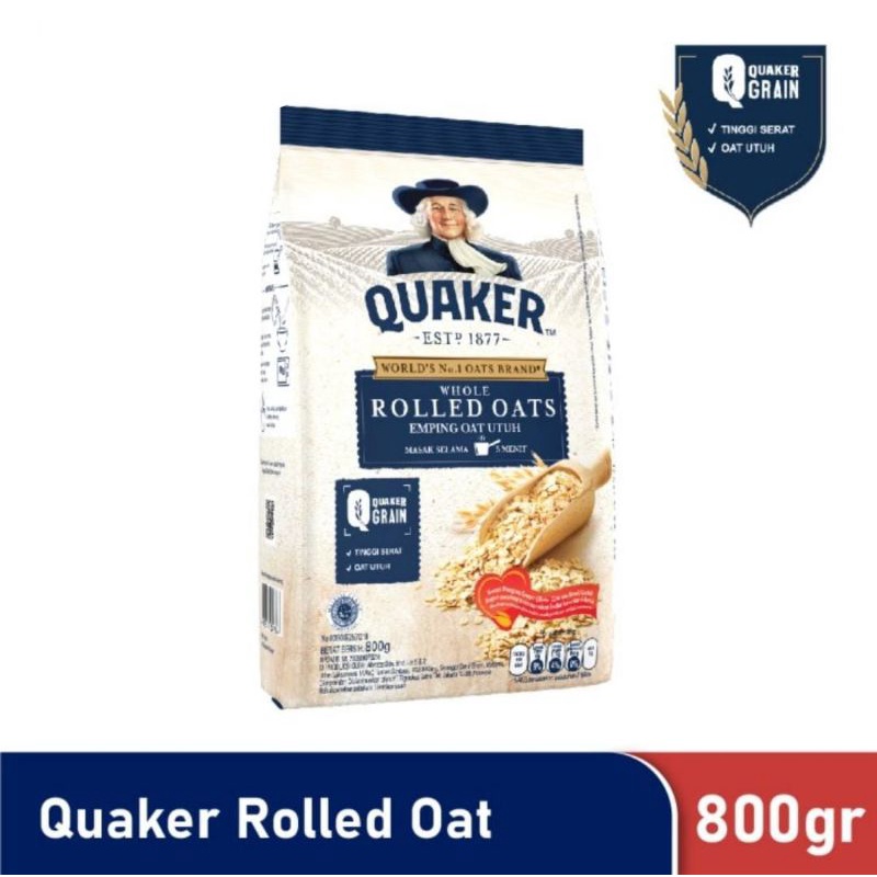Jual Quaker Rolled Oats 800 gr Emping Oat Utuh Oatmeal | Shopee Indonesia