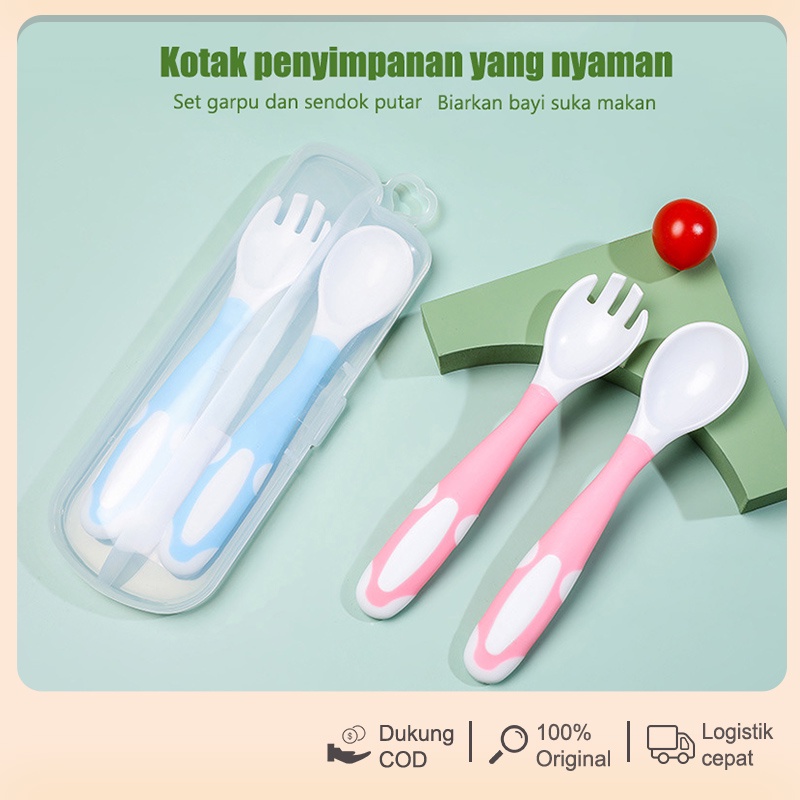 Jual [3 In 1] Garpu + Sendok + Kotak/Penyimpanan Portable Bayi Sendok ...