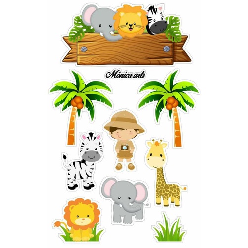 Jual Topper cake kue taman safari kebun binatang free custom nama dan ...