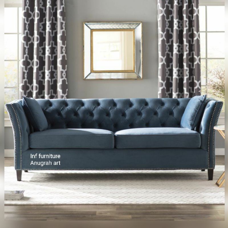 Jual sofa minimalis premium bludru 2 3 seat sofa tamu modern mewah ...