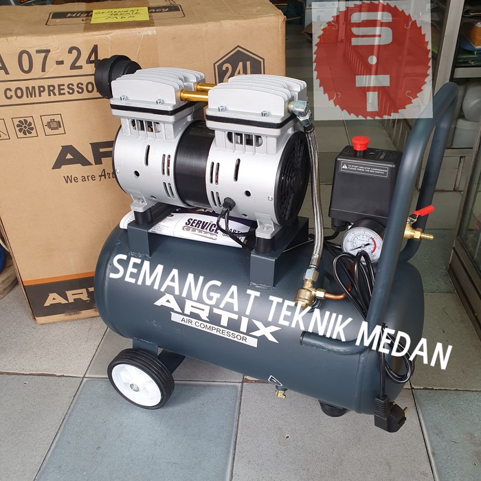 Jual OA07-24 MESIN KOMPRESSOR ANGIN SILENT OILLESS 3/4HP 24 LITER ARTIX OA 0724 | Shopee Indonesia