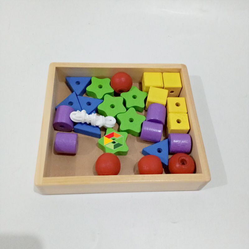 Jual Meronce Geometri Kayu Mainan Roncean Kayu | Shopee Indonesia