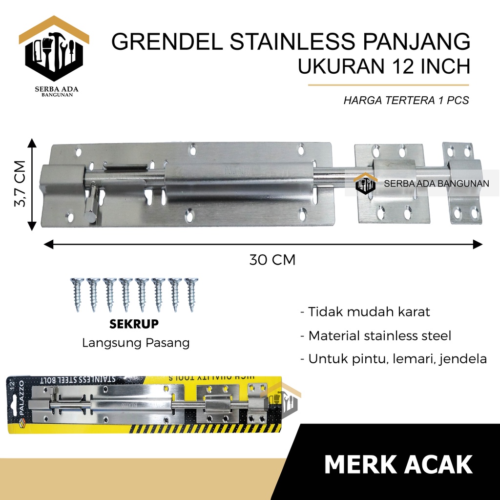 Jual SAB TERMURAH Grendel Stainless Stanlis Tebal Selot Pintu Selot ...