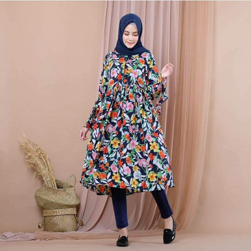 Jual Andrea Tunik Flowery by Nuna_id (preloved) | Shopee Indonesia