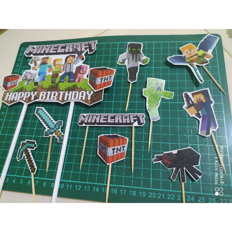 Jual TOPPER CAKE MINECRAFT - Topper Kue Ultah | Shopee Indonesia