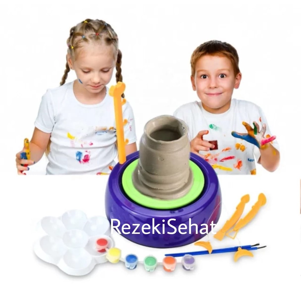 Jual Pottery Wheel- Mainan DIY tembikar-keramik tanah liat | Shopee ...