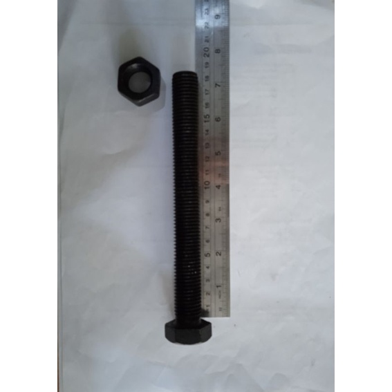 Jual (2 set) Baut Mur Baja 10.9 M20 x 180 FULL DRAT P 2.5 Kunci 30 Baut Mur M20x180 Baja ...