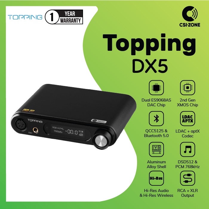Jual Topping DX5 Hi-Res Dual ES9068AS DAC Headphone Amplifier | Shopee Indonesia