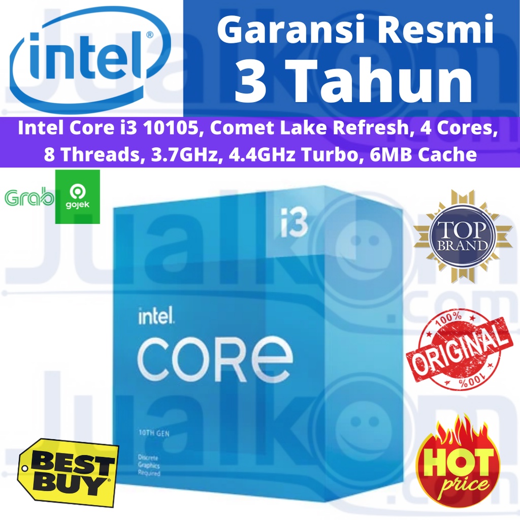 Jual Intel Core i3 10105 Box 4 Cores 8 Threads 4.3Ghz Comet Lake ...