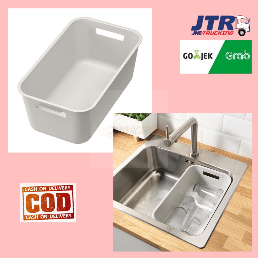 Jual GRUNDVATTNET Wadah cuci warna abu-abu, tempat piring kotor, tempat ...
