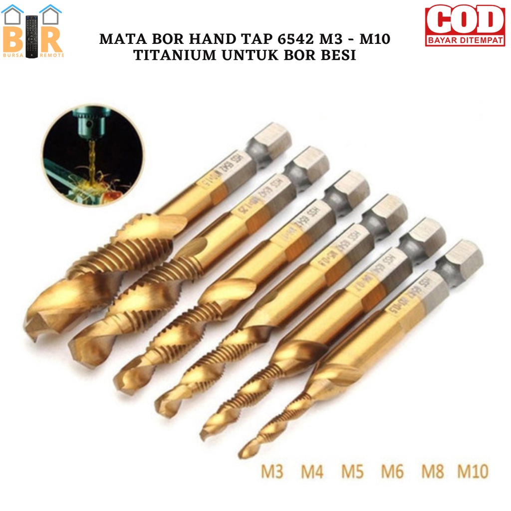 Jual MATA BOR Pembuat Ulir Drat Drill Tap Set Hex Twist HAND TAP 6542 ...