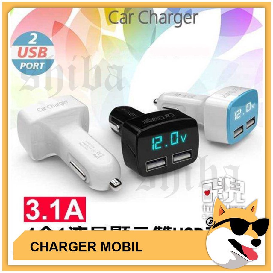 Jual Charger Mobil / Dual USB Car Charger with LED Display - EC2 ...