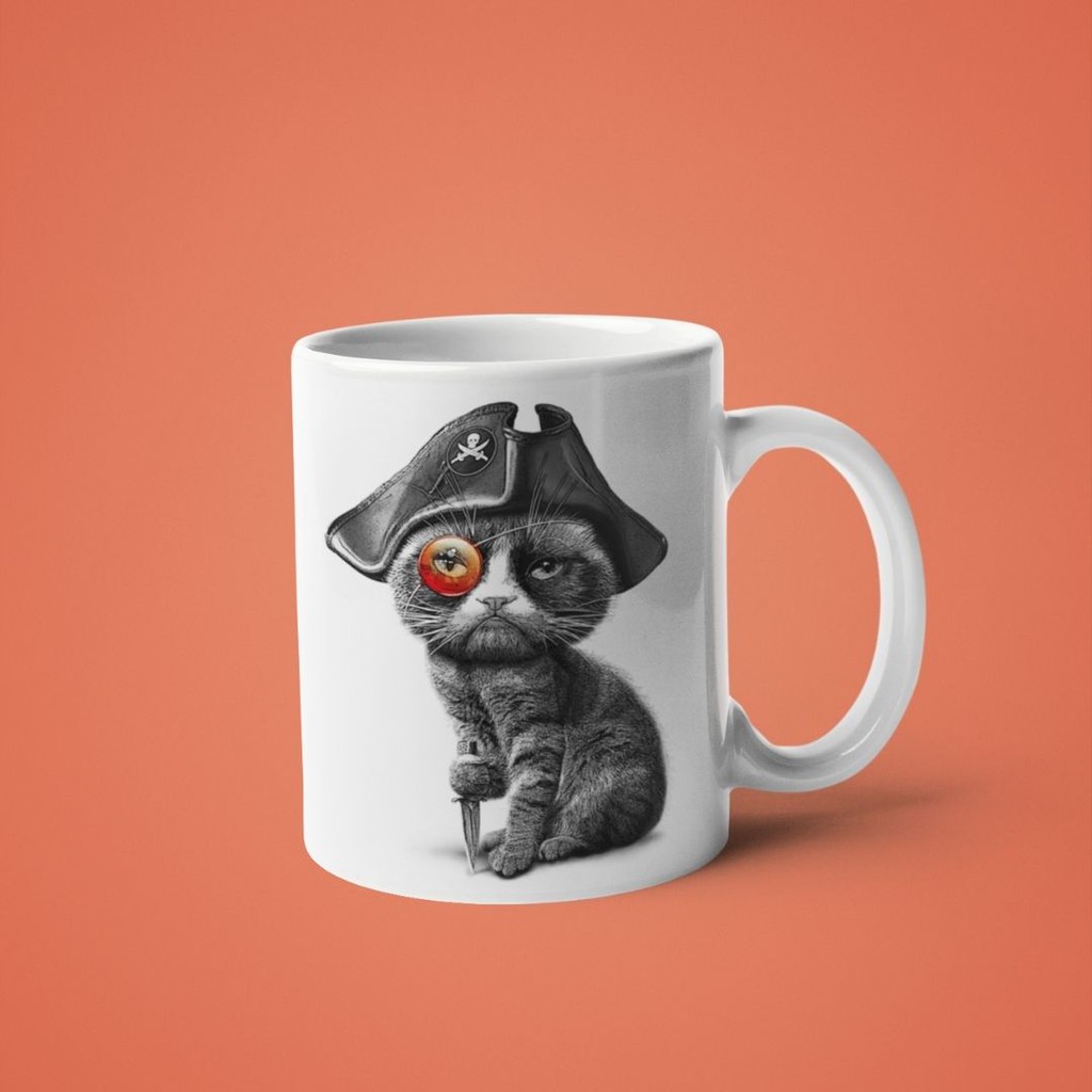 Jual Mug Keramik Gambar Kucing Cat Bajak Laut | Shopee Indonesia