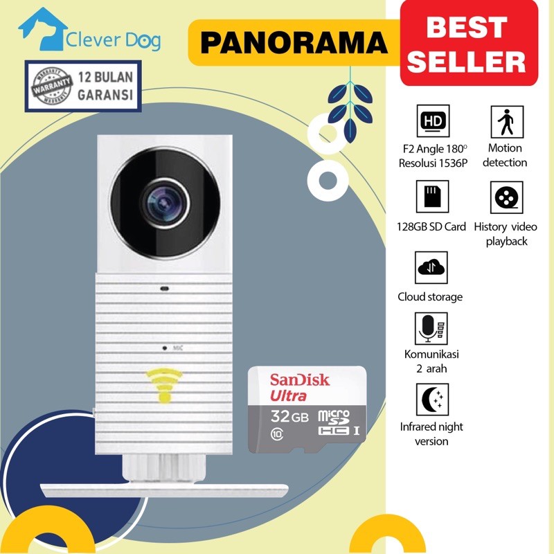 Jual Camera CCTV Wifi 3MB 1080HD Panoramic 180-360 Derajat Cleverdog ...