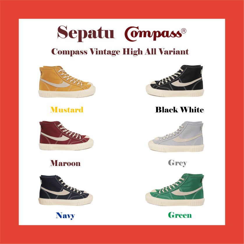 Jual Sepatu Compass Vintage High Black White/Navy/Maroon/Green/Grey ...