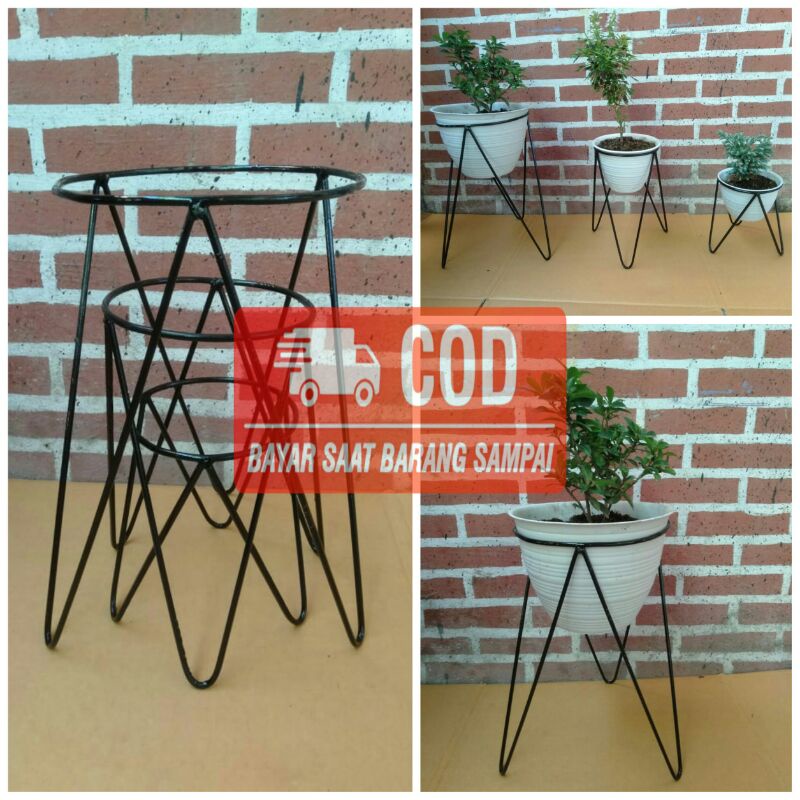 Jual 1 Paket isi 3 !!!! Standing Pot Besi / dudukan pot besi | Rak pot ...