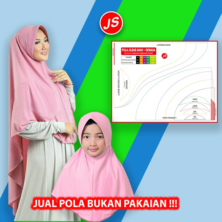 Jual Pola Jiplak Jilbab Anak TK, SD, SMP, SMA dan Dewasa [ Pola Baju Jamblang Studio ] | Shopee ...