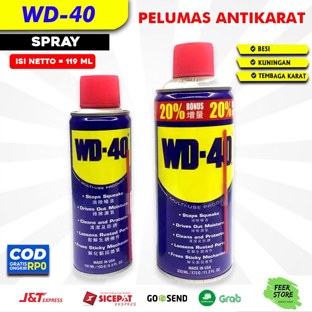 Jual WD40 WD 40 191ML 333ML WD-40 191 333 ML PELUMAS ANTI KARAT SPRAY | Shopee Indonesia