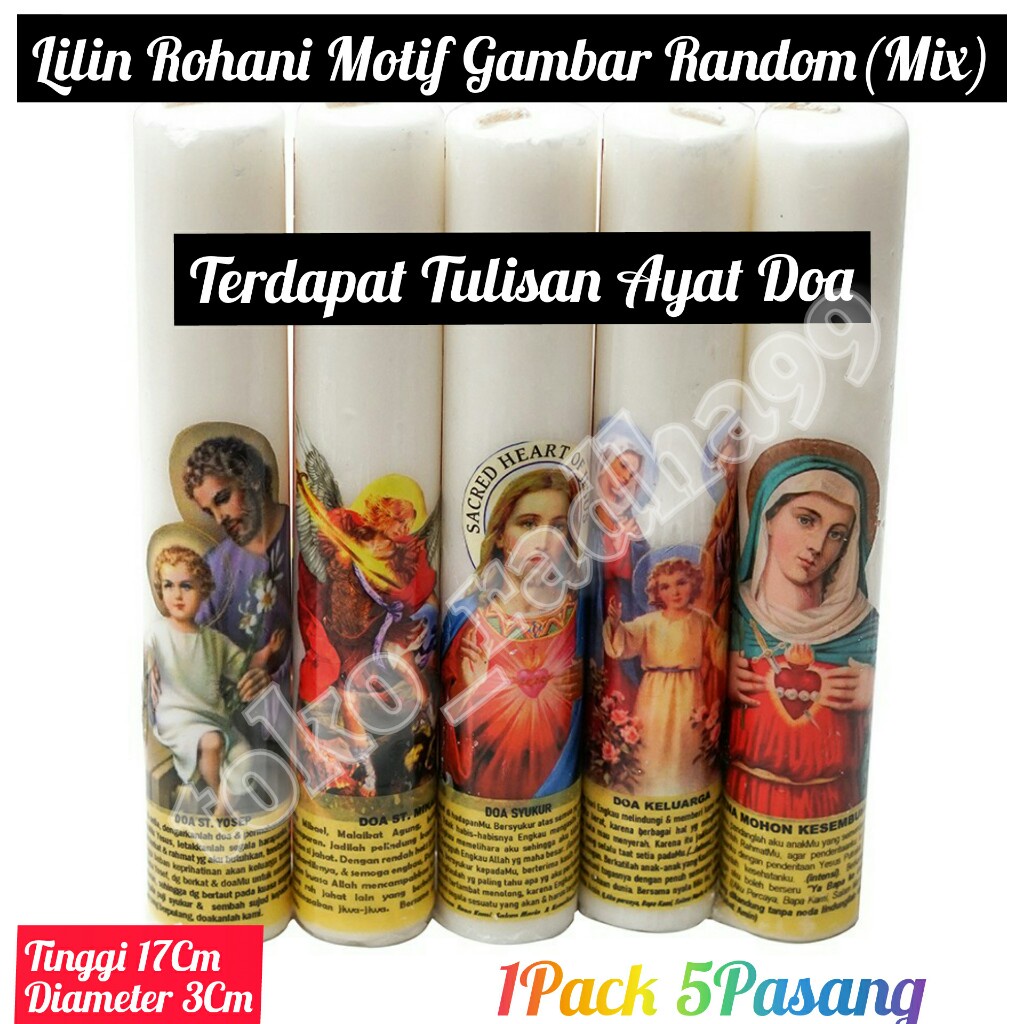 Jual Lilin Rohani Candle Doa Gereja Paskah Putih Panjang Motif Begambar ...