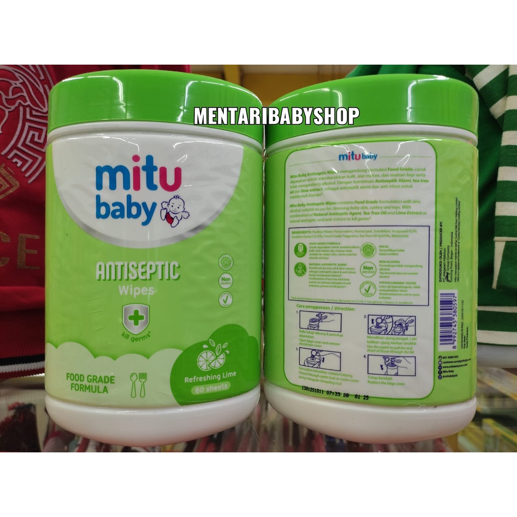 Jual Tissue basah Mitu Baby Wipes tissue 60 sheets hijau refreshing ...