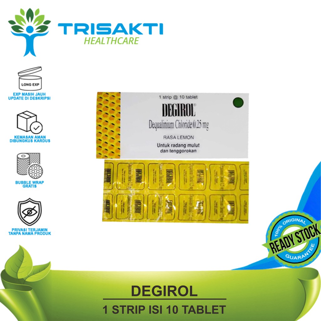 Jual DEGIROL STRIP 1 AMPLOP ISI 10 TABLET - OBAT RADANG TENGGOROKAN RASA LEMON | Shopee Indonesia