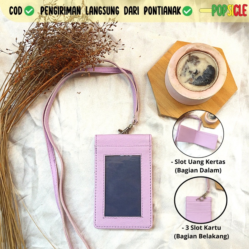 Jual Lanyard Flashee Kulit Magnet ID Card Holder Magnet Name Tag Dompet ...