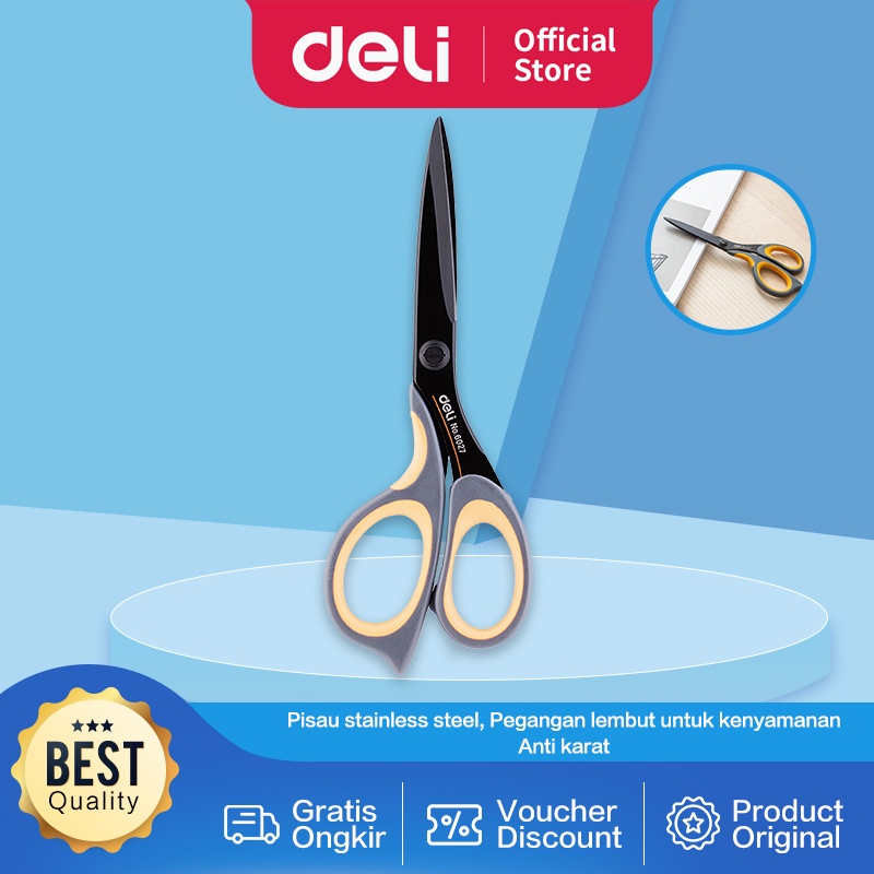 Jual Deli Gunting dengan pegangan lembut untuk kenyamanan 175mm E6027 | Shopee Indonesia