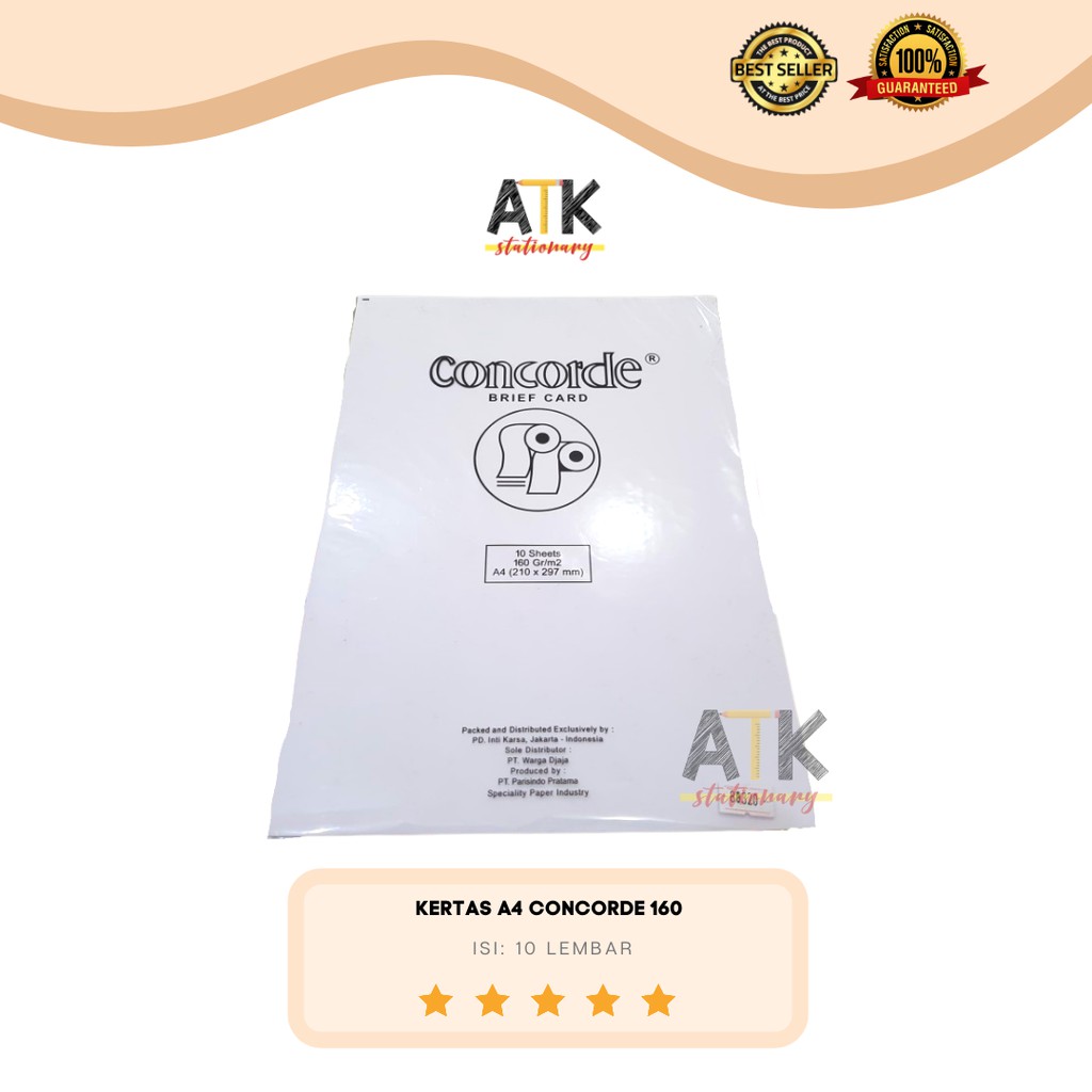 Jual Kertas Concorde A4 160 Gram 1 Pack ( 10 Lembar) atk | Shopee Indonesia